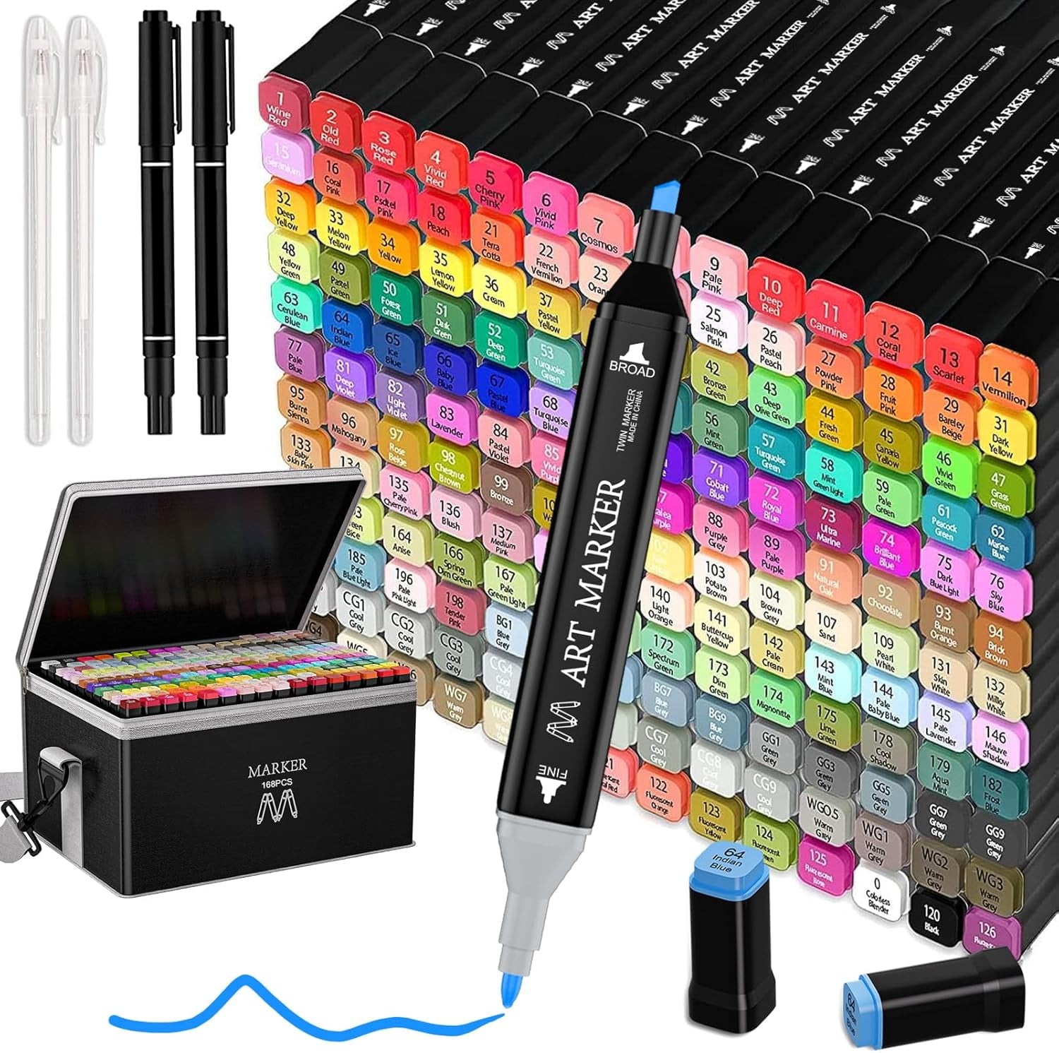 Alcohol Markers Set, 168+4 Colors Dual Tip Markers for Adult, Sketch ...