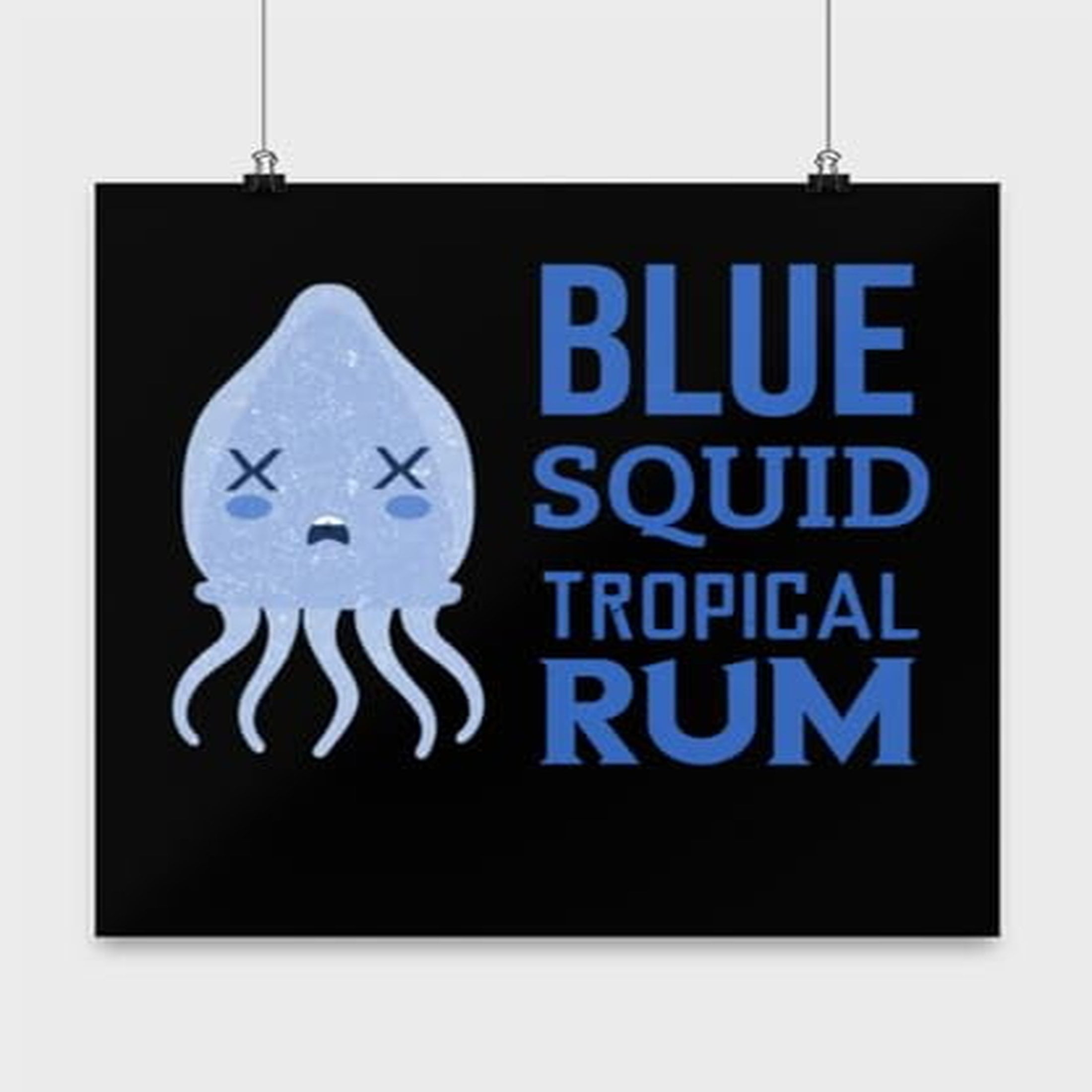 Blue Squid Tropical Rum Alcohol Poster - 13x13in Ocean Wall Art Gift ...