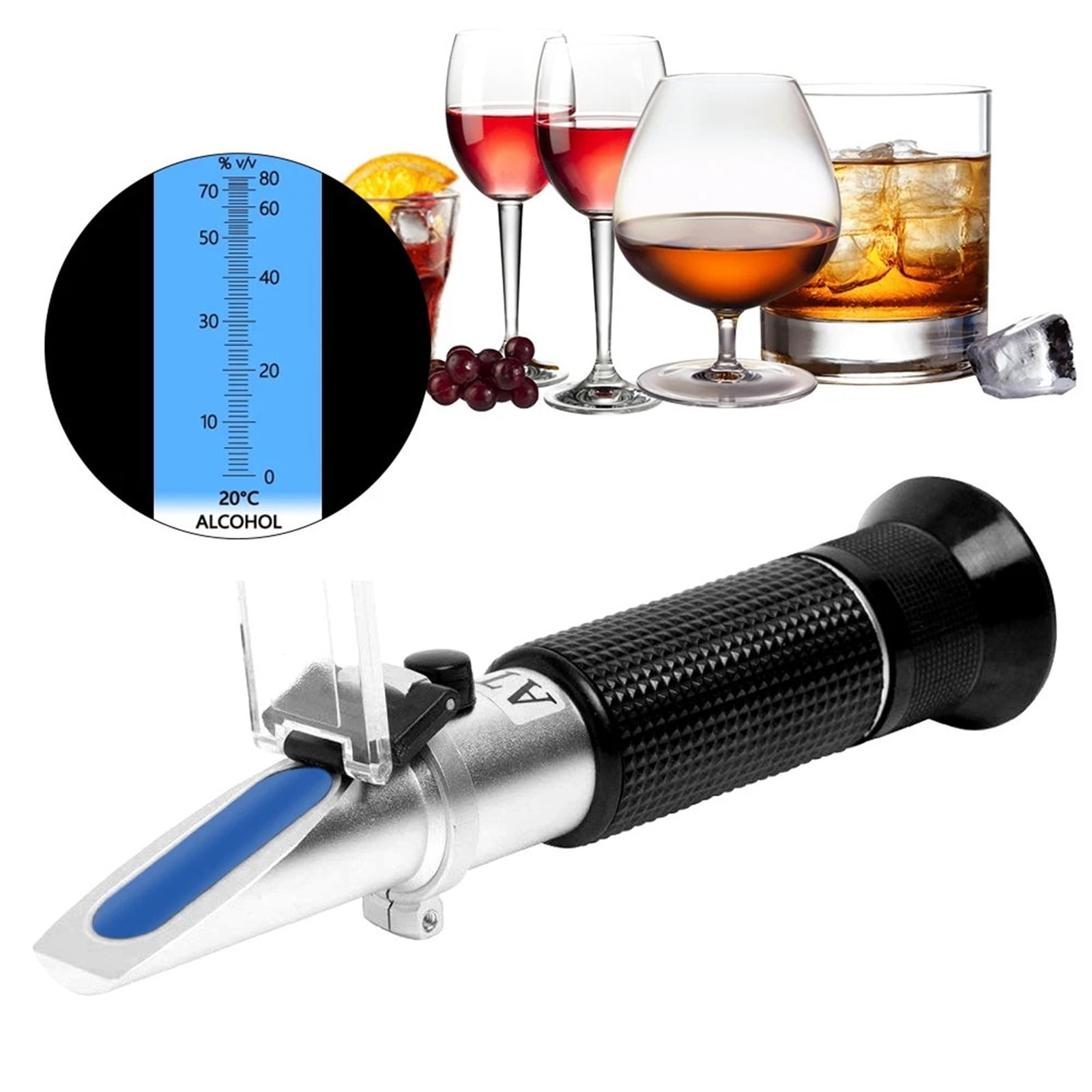 Alcohol Refractometer 0-80% Handheld Beer Spirits Tester Portable ...