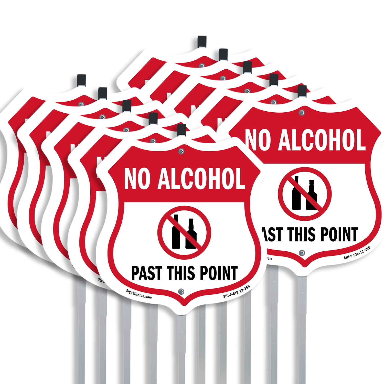 No Alcohol Shield Sign No Alcohol Past This Point (10 Pack) 12 inch X ...