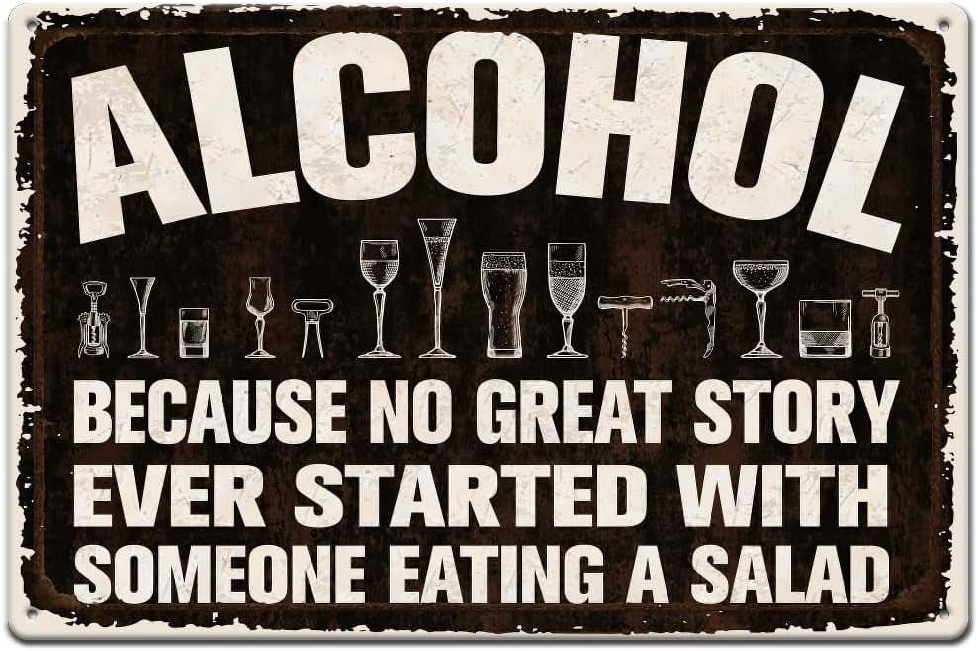 Alcohol Tin Sign White Wine Bottle Metal Tin Sign Funny Alcohol Quotes ...