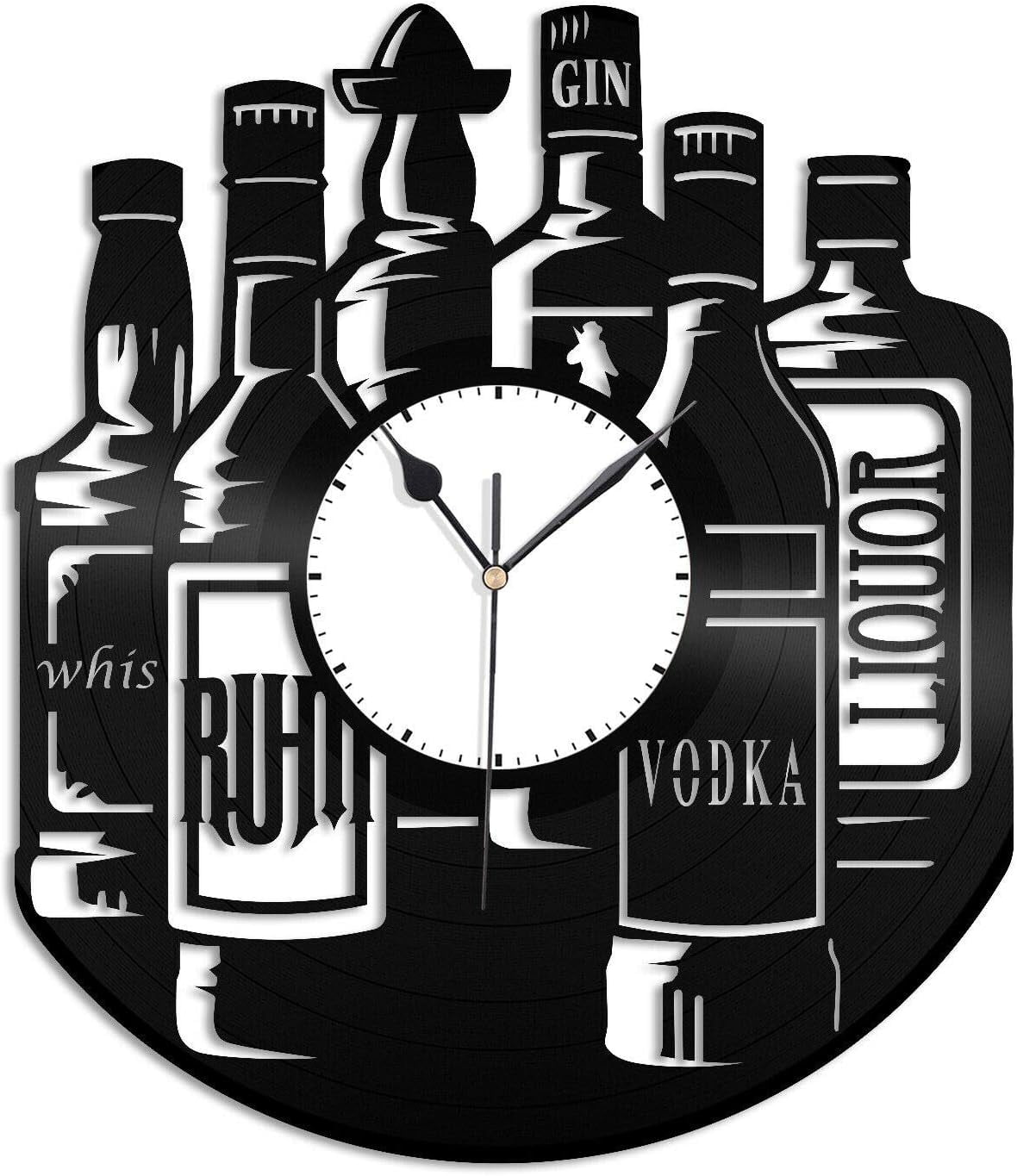 Alcohol Vinyl Wall Clock,Vinyl Record Clock Wall Art Unique Room ...