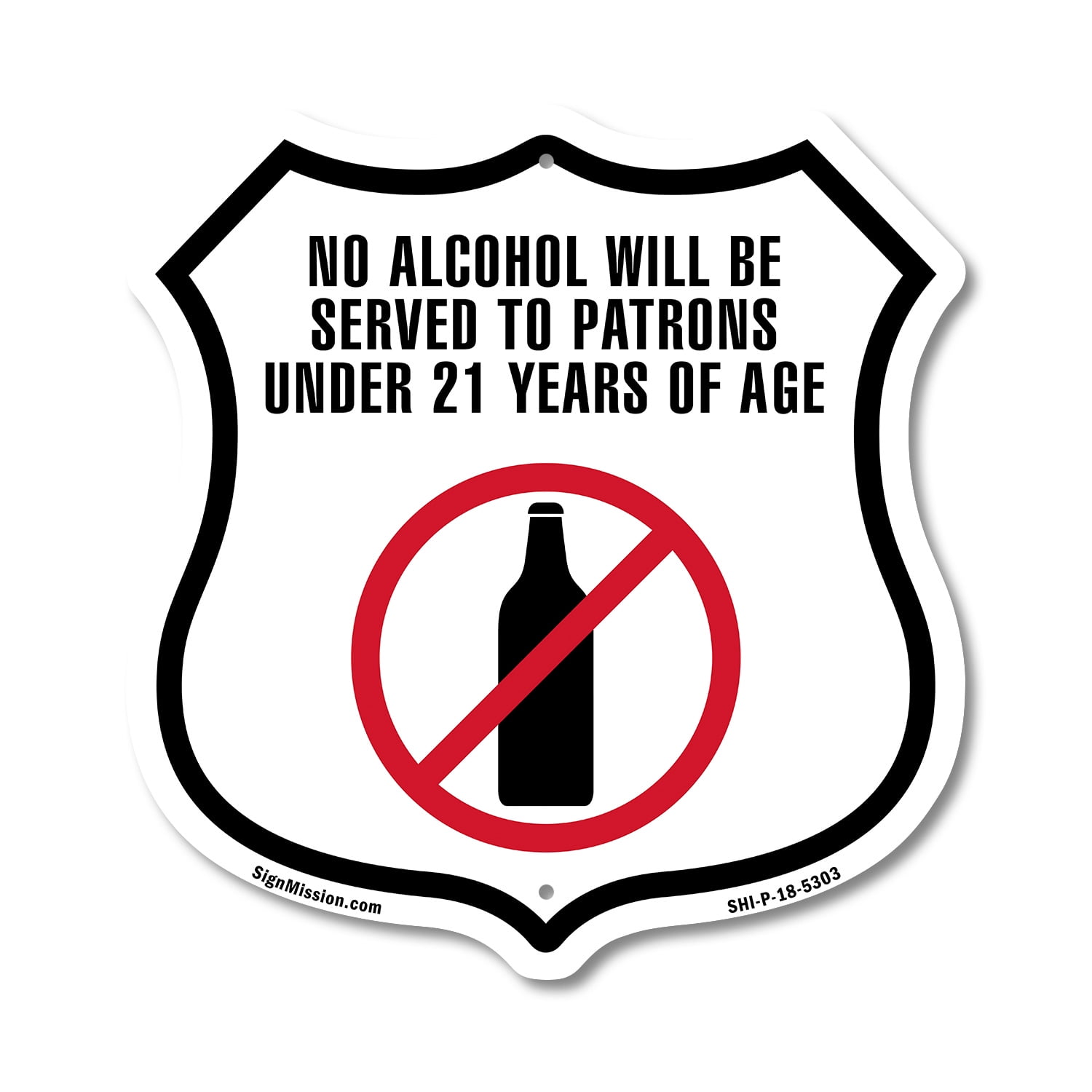 No Alcohol Will Be Served To Patrons Under 21 Years Of Age 6 inch X 6 ...