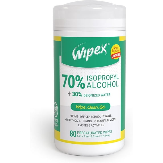 Alcohol Wipes with 70% Isopropyl Alcohol, 80 CT Lint-Free Cloth in ...