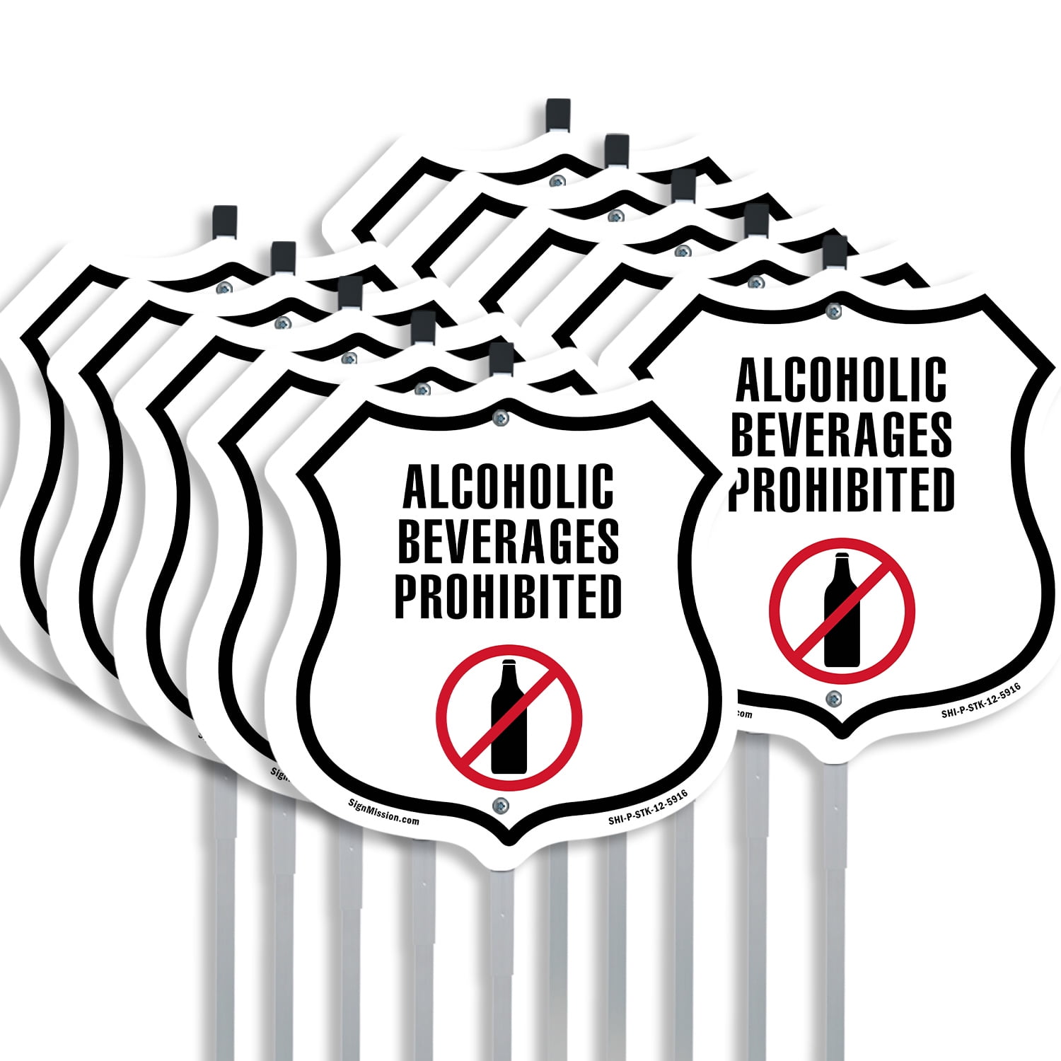 Alcoholic Beverages Prohibited (10 Pack) 12 inch X 12 inch Shield ...
