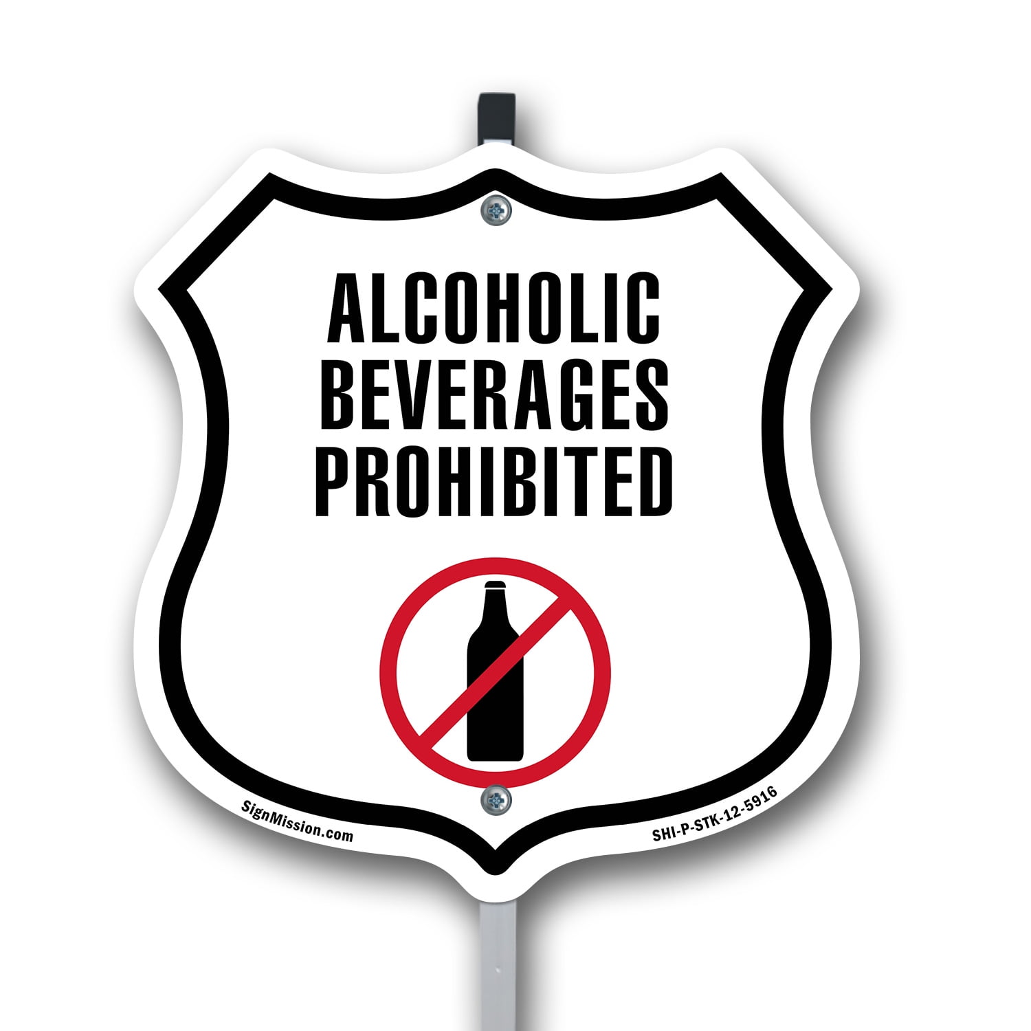 Alcoholic Beverages Prohibited 12 inch X 12 inch Shield Shaped Rust ...