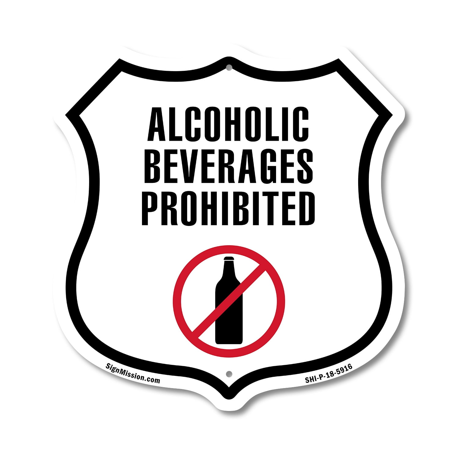 Alcoholic Beverages Prohibited (5 Pack) 12 inch X 12 inch Shield-Shaped ...