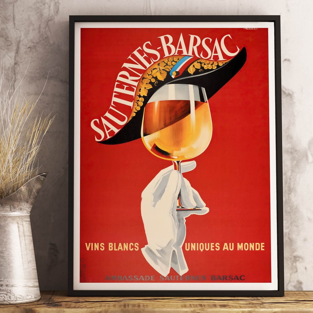 Alcoholic Decor Poster For Bar Cart Vins Blancs - Vintage Food&Drink ...