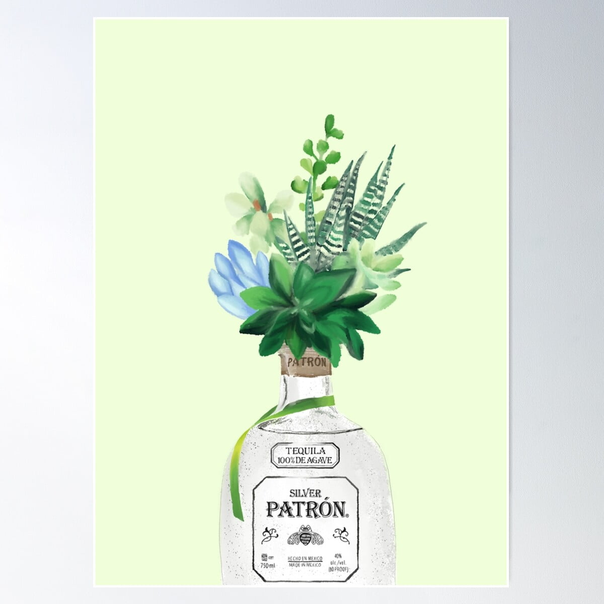 Alcoholic Flowers / Floral Tequila Bottle Poster Wall Art, Modern Wall ...