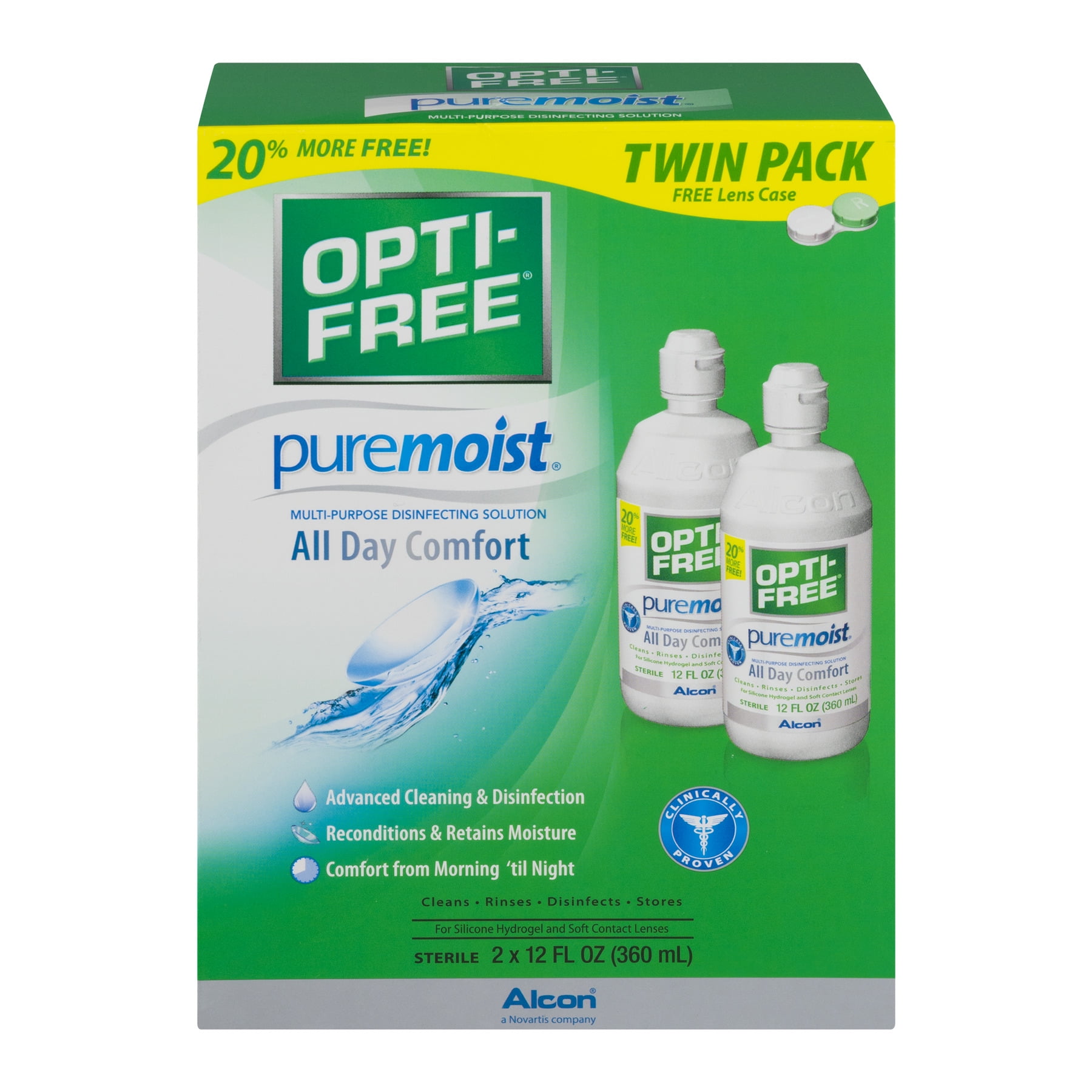 Alcon Opti-Free Puremoist Bonus Pack 12 Oz., 2 Pack HSA/FSA Eligible ...