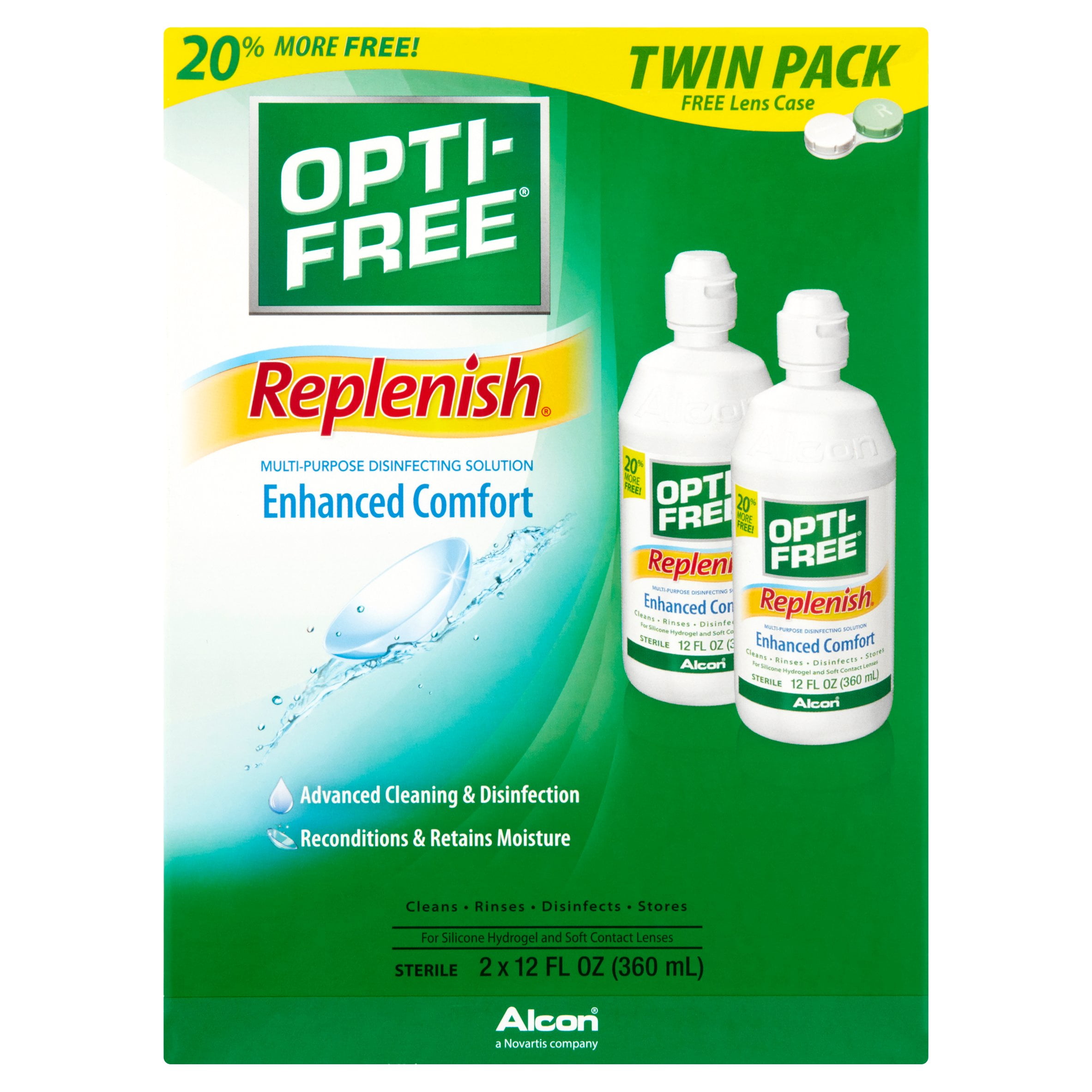 Alcon Opti-Free Replenish Multi-Purpose Disinfecting Solution, 12 Fl ...