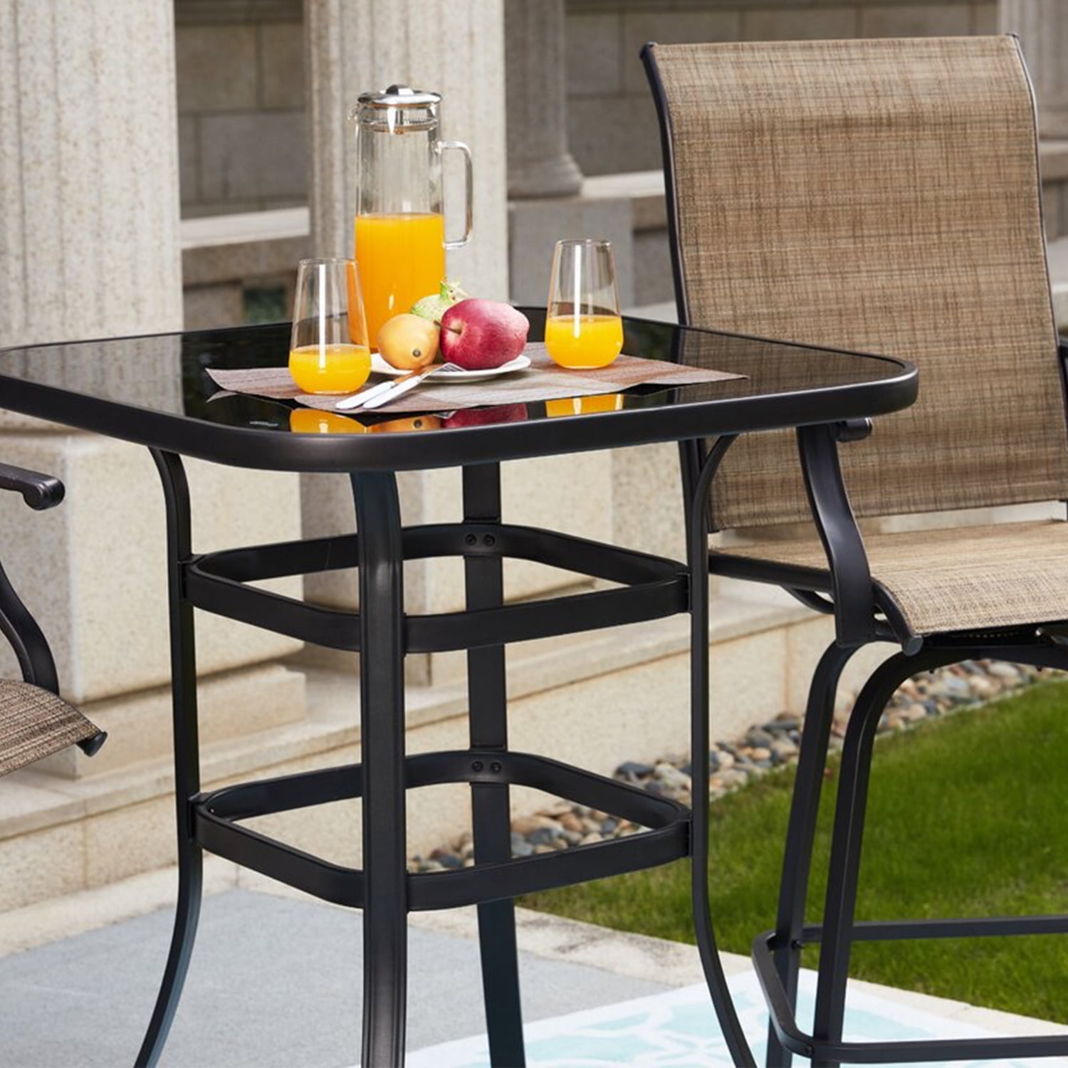 Alcona All-Season Patio Swivel Bistro Bar Table Outdoor Furniture ...
