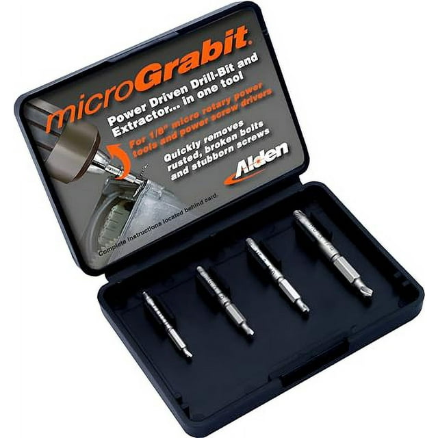 Alden 4507P Grabit Micro Broken Bolt Extractor 4 Piece Kit - Small Bolt ...