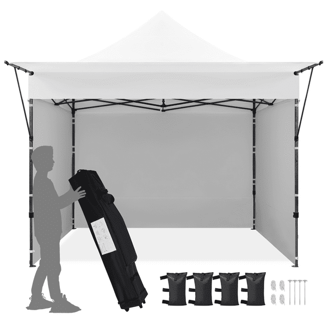 Alden Design 10ft Commercial Pop-up Canopy W/ 3 Sidewalls & Adjustable ...