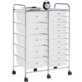Alden Design 15 Drawers Rolling Storage Bin with Metal Frame & Lockable ...