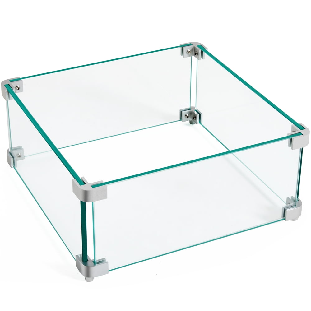 Alden Design 15″ Square Tempered Glass Wind Guard for Outdoor Fire Pit ...