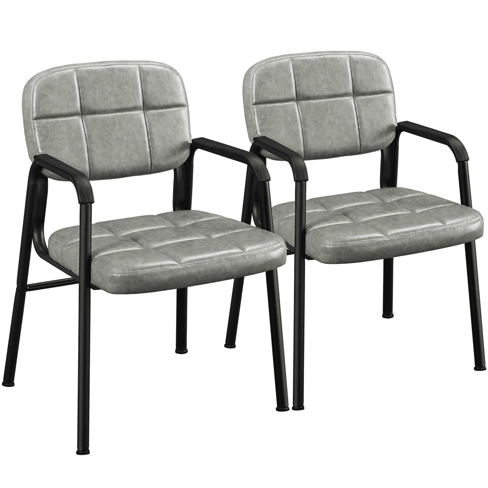 Alden Design 2 Pieces Upholstered Leather Office Reception Chairs, Gray ...