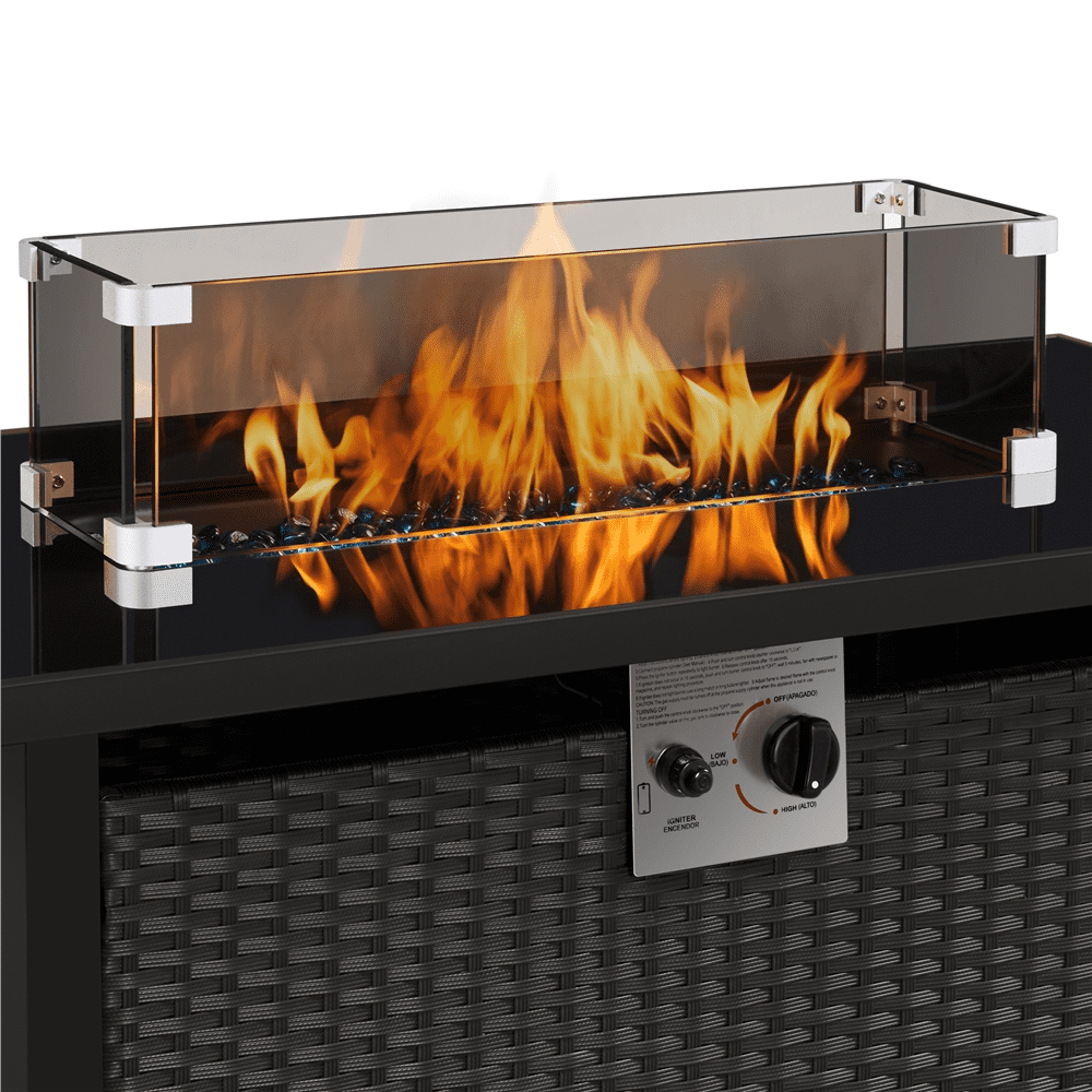 Alden Design 23.5″L x 7.5″W Rectangle Fire Pit Glass Wind Guard Fence ...