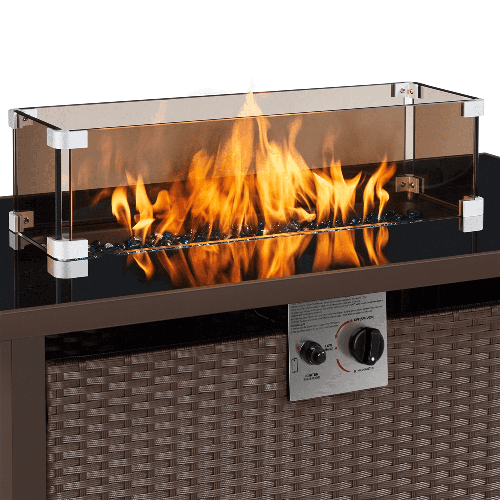 Alden Design 23.5″L x 7.5″W Rectangle Fire Pit Glass Wind Guard Fence ...