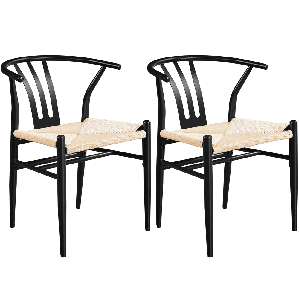 Alden Design 2PCS Dining Chair Weave Chair with Metal Frame for Dining ...