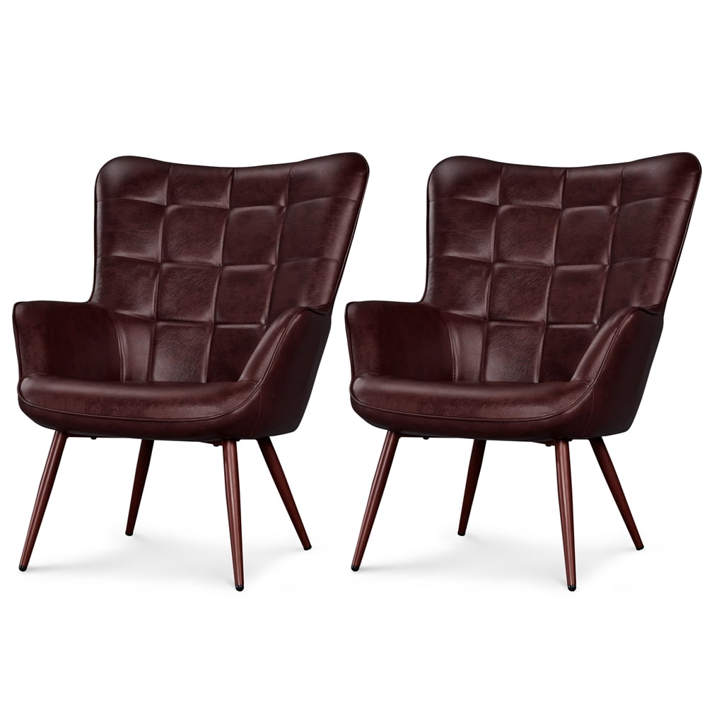 Alden Design 2PCS Modern Faux Leather Wingback Accent Armchair for ...