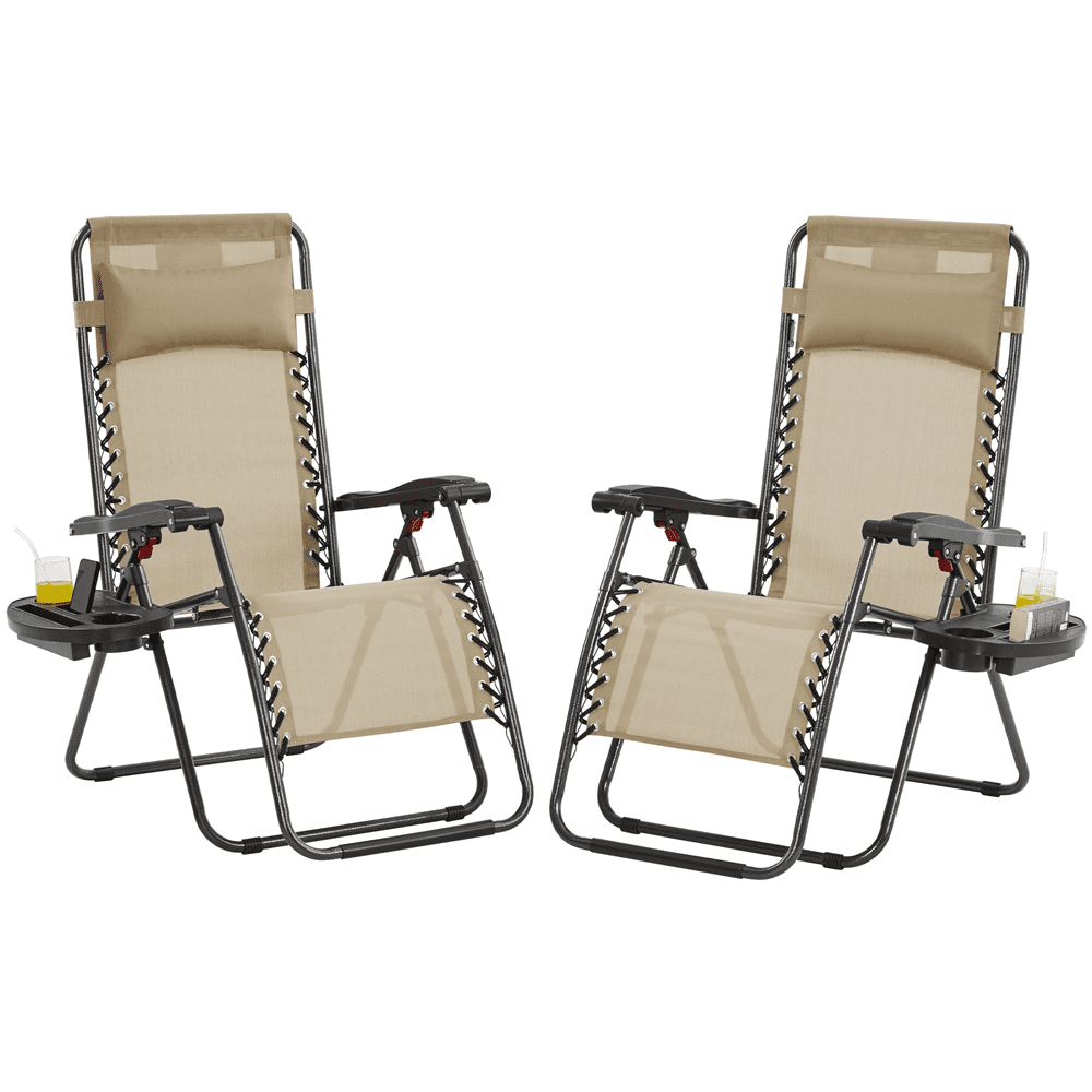 Alden Design 2pcs 26in Foldable Outdoor Zero Gravity Chair with ...
