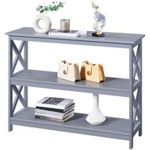 Alden Design 3-Tier X-Design Console Table with Storage Shelves ...