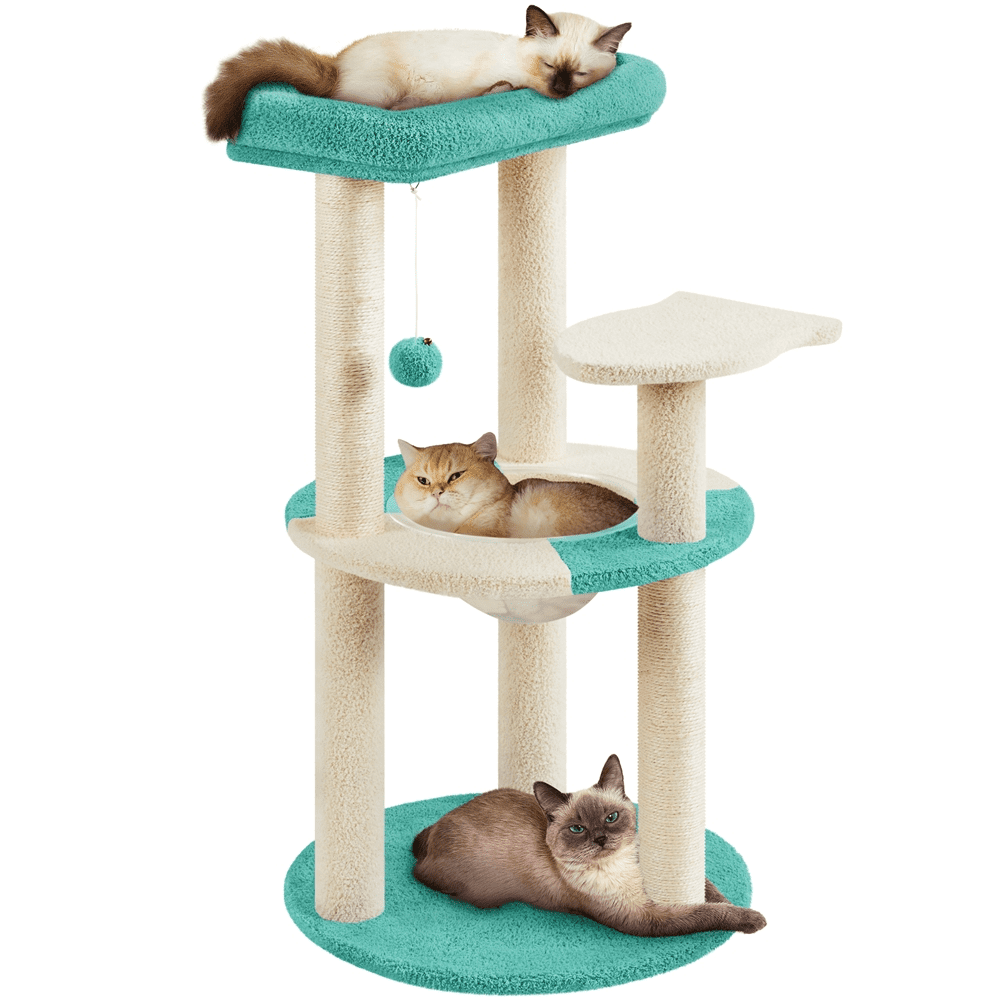 Alden Design 35.5″H Ocean Cat Tree with Padded Perch Natural Sisal for ...