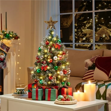 Alden Design 3ft Pre-Lit Tabletop Christmas Tree with Pinecones, Set of ...