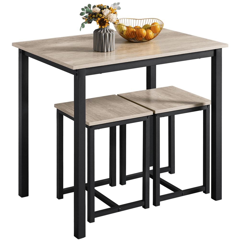 Alden Design 3pcs Industrial Dining Set - Rustic Gray - Wood & Iron ...