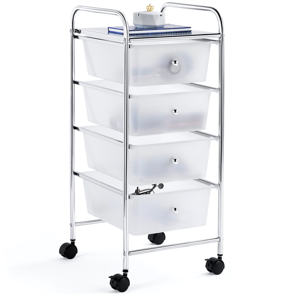 Alden Design 4 Drawers Metal Frame Storage Cart Rolling Bin Organizer ...
