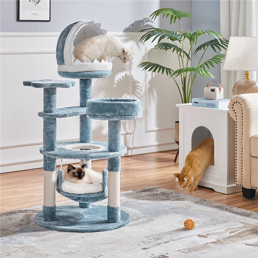 Alden Design 45.5″H Ocean-themed Cat Tree Multi-Level Cat Climbing Tree ...