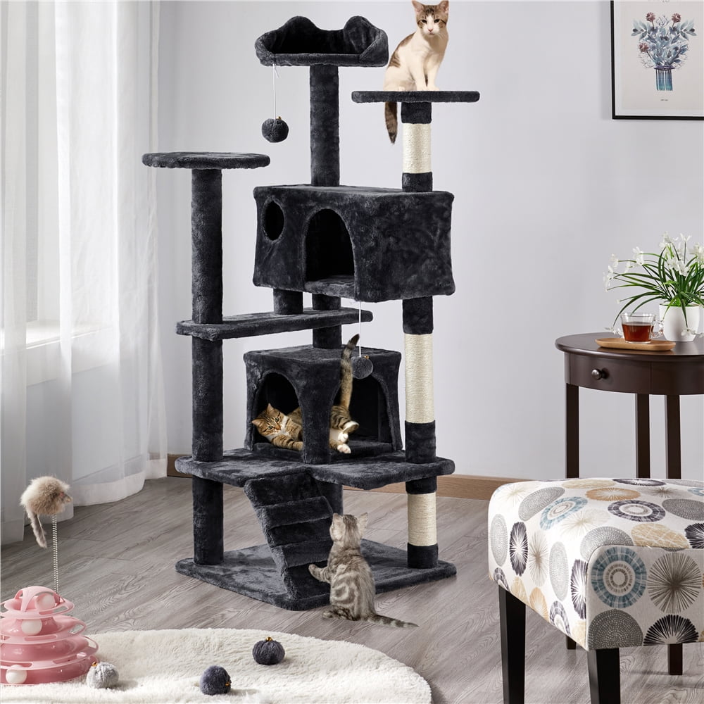 Alden Design 54.5" H Double Condo Cat Tree with Scratching Post Tower ...