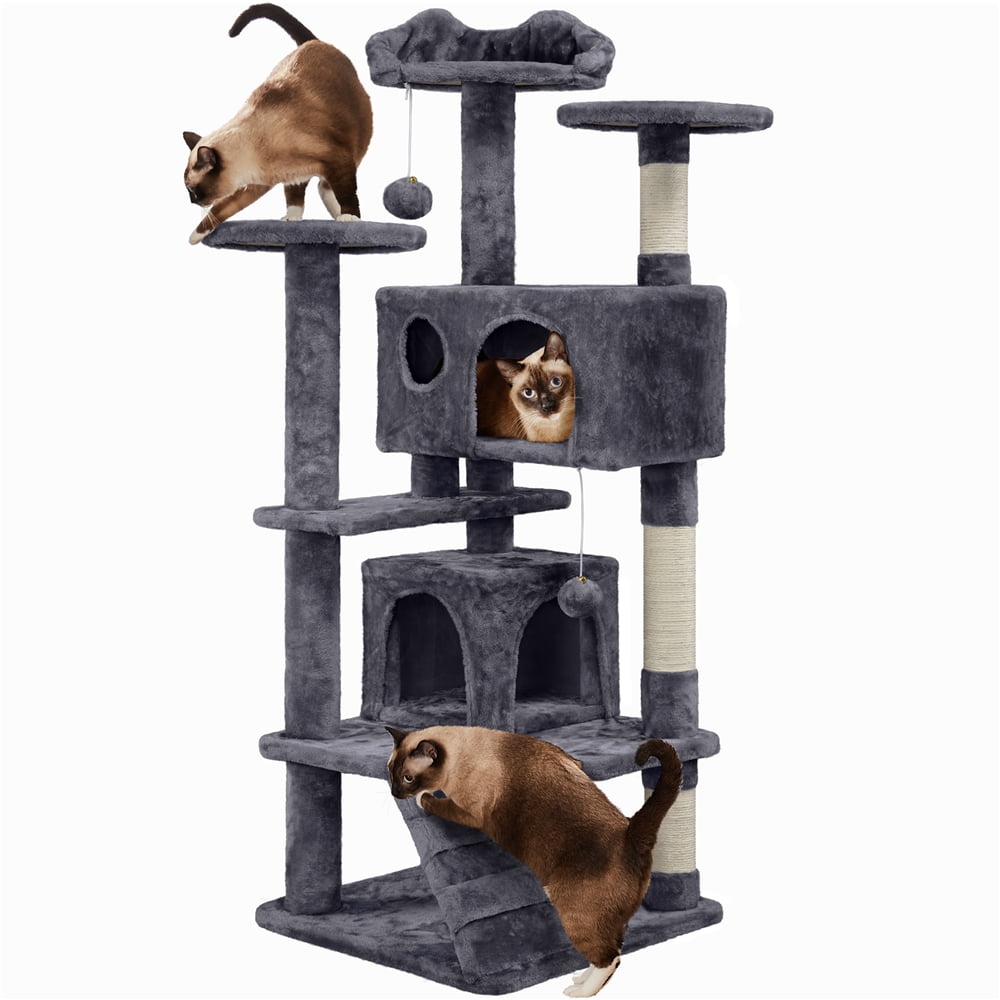 Alden Design 54.5" H Double Condo Cat Tree with Scratching Post Tower ...