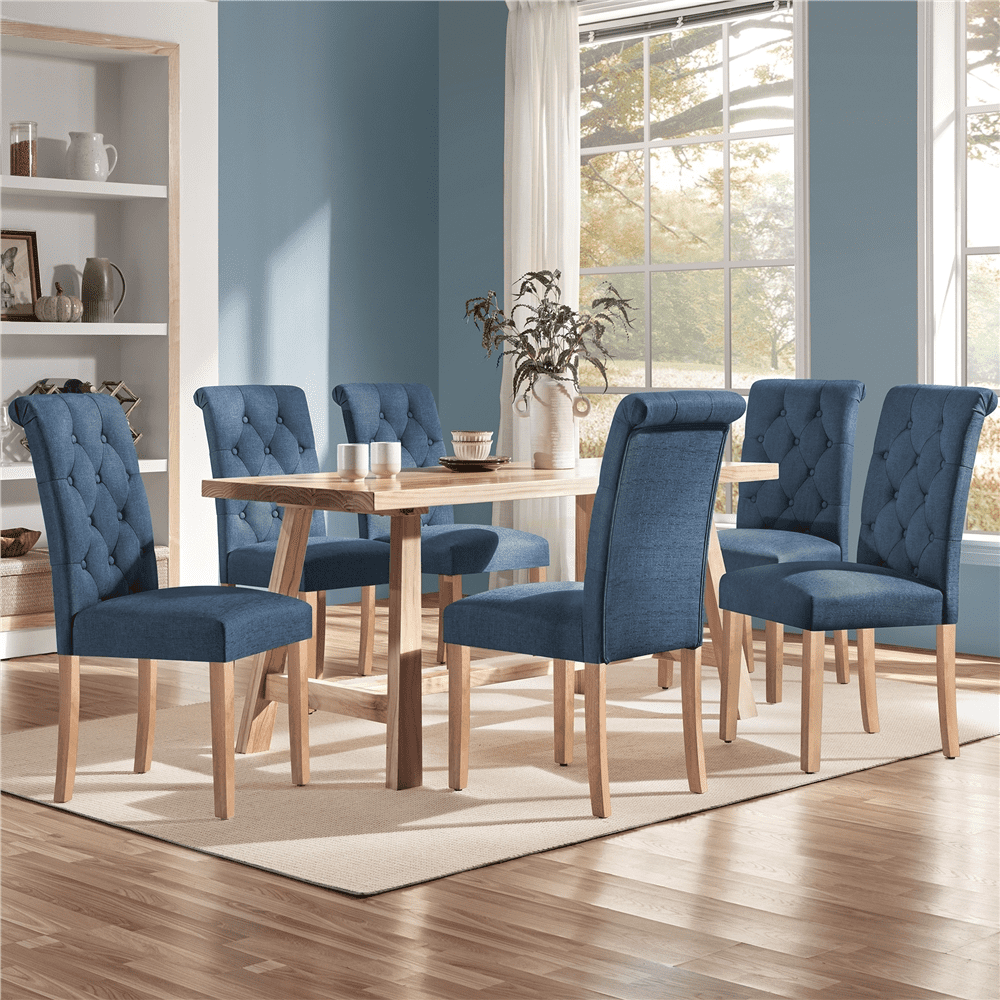 Alden Design 6 PCS Padded Parsons Fabric Upholstered Dining Chairs ...