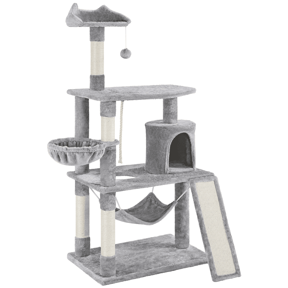 "Alden Design High Tall Modern 61"" Cat Tree with Condo and Scratching ...