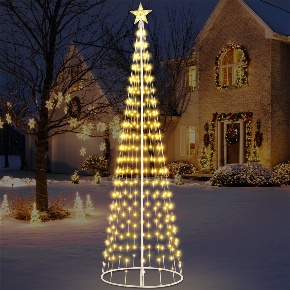Alden 7.5FT Lighted Christmas Cone Tree - 325 White LED Lights ...
