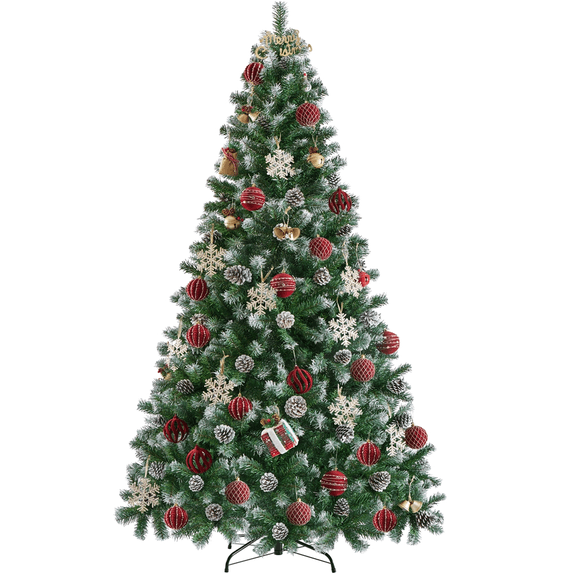 Alden Design 7.5ft Pre Decorated Frosted Artificial Christmas Tree with ...