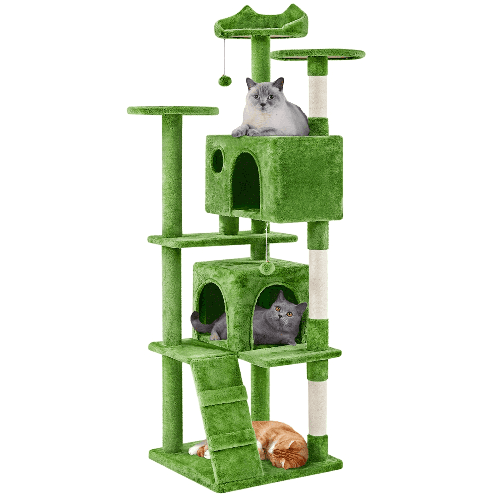 Alden Design 70'' Height Multilevel Cat Tree with 2 Condos for Kittens ...