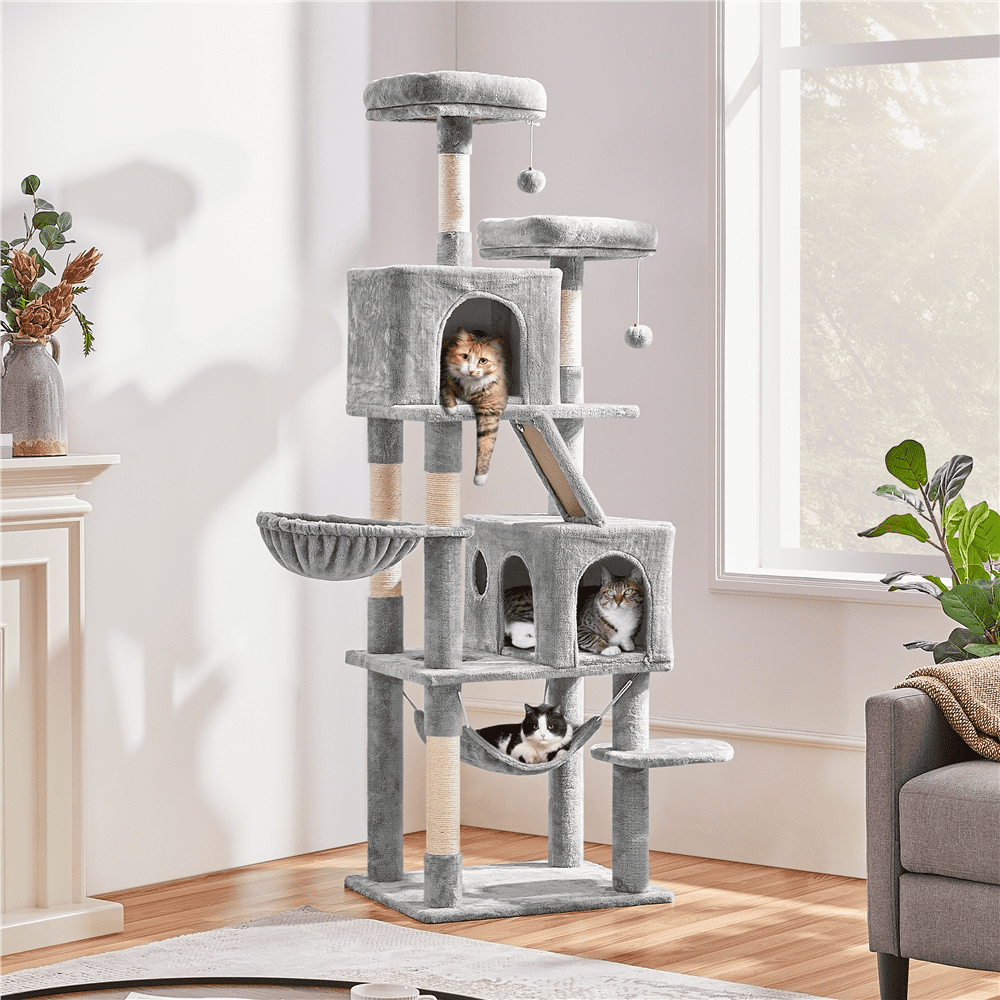 Alden Design 71.5″ H Multi-Level Large Cat Tree with 2 Cozy Perches and ...