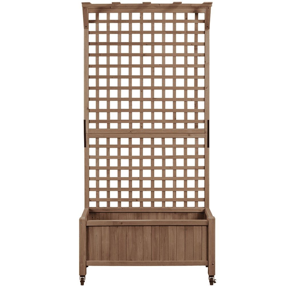Alden Design 72" H Wood Planter Box Raised Bed with Trellis for Garden ...