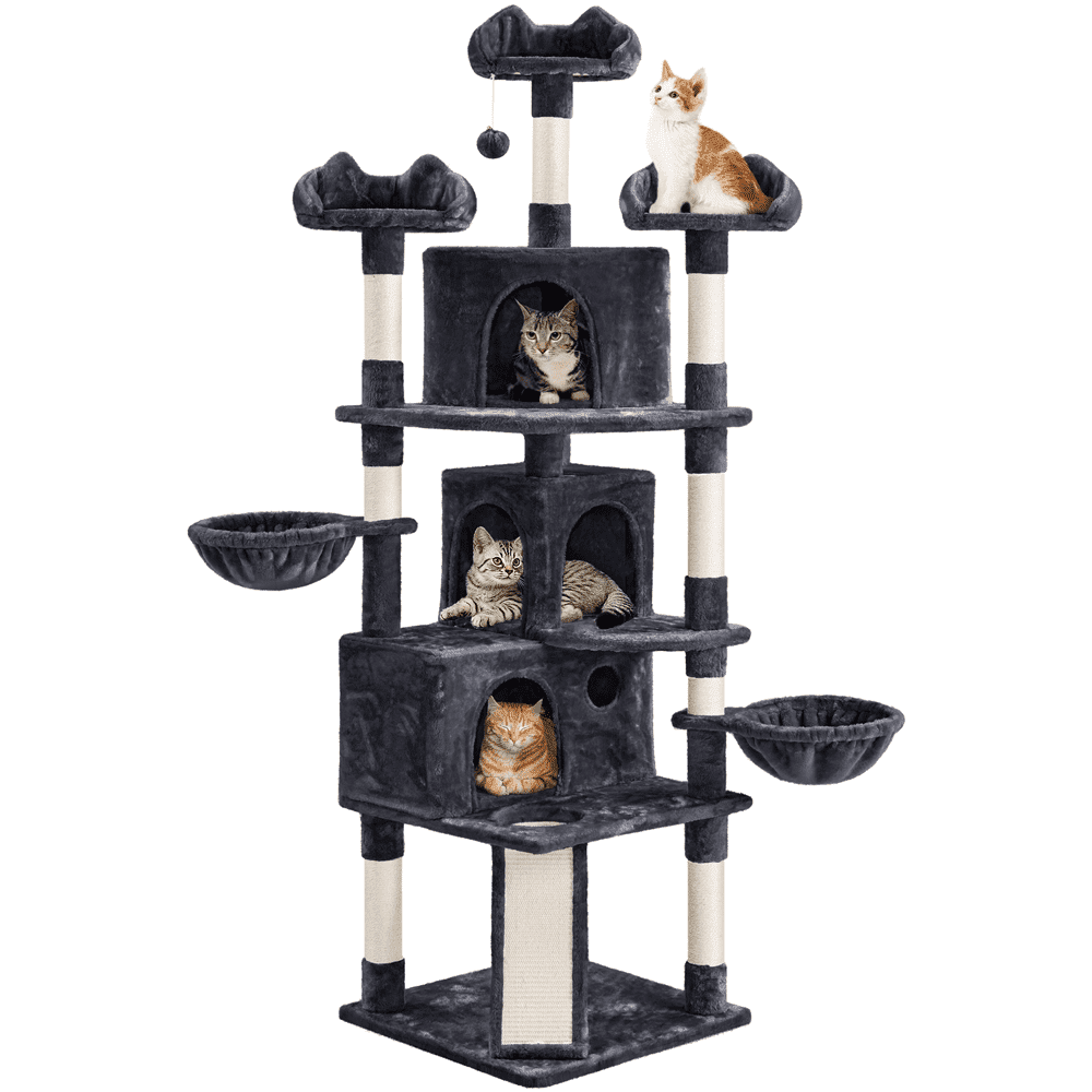 Alden Design 76.5" H Large Cat Tree Tower with 3 Condos Cozy Perches ...