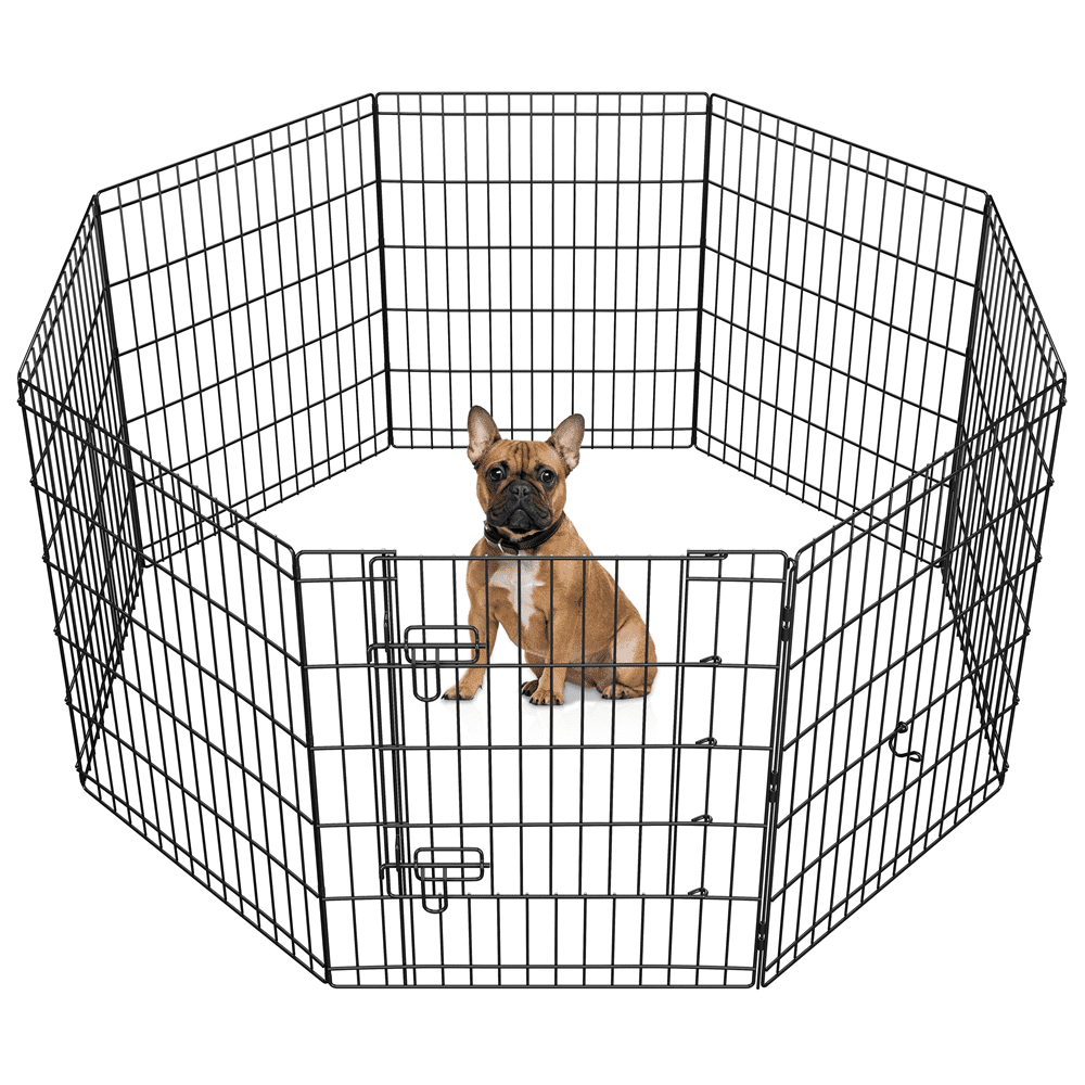 Alden Design 8 Panel Foldable Metal Dog Exercise Playpen for Outdoor ...