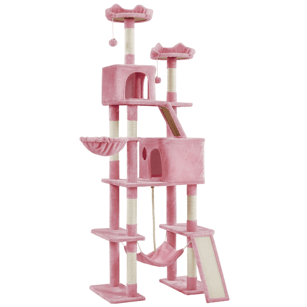 Alden Design 82.5" H Multi Level Cat Tree with 2 Cozy Condos and Basket ...