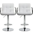 Alden Design Adjustable Modern Faux Leather Bar Stools with Swivel, Set ...