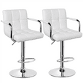 Alden Design Adjustable Modern Faux Leather Bar Stools with Swivel, Set ...