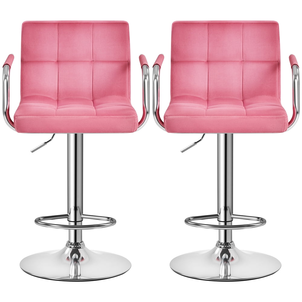 Alden Design, Adjustable Velvet Bar Stools, Pink, Set of 2 - Walmart.com