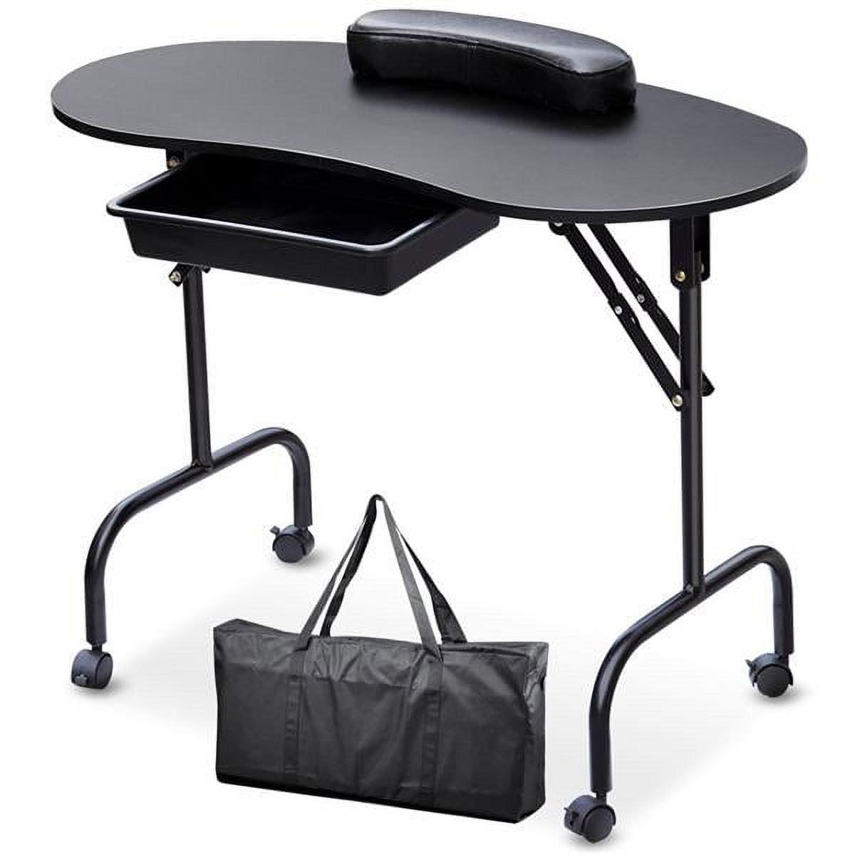 Alden Design Folding Manicure Table with Lockable Wheels with Wrist ...