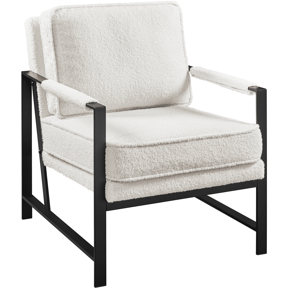 Alden Design Mid-Century Modern Accent Chair with Metal Frame, Ivory ...