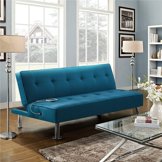 Mainstays Channel Cushion Futon, Blue Microfiber - Walmart.com